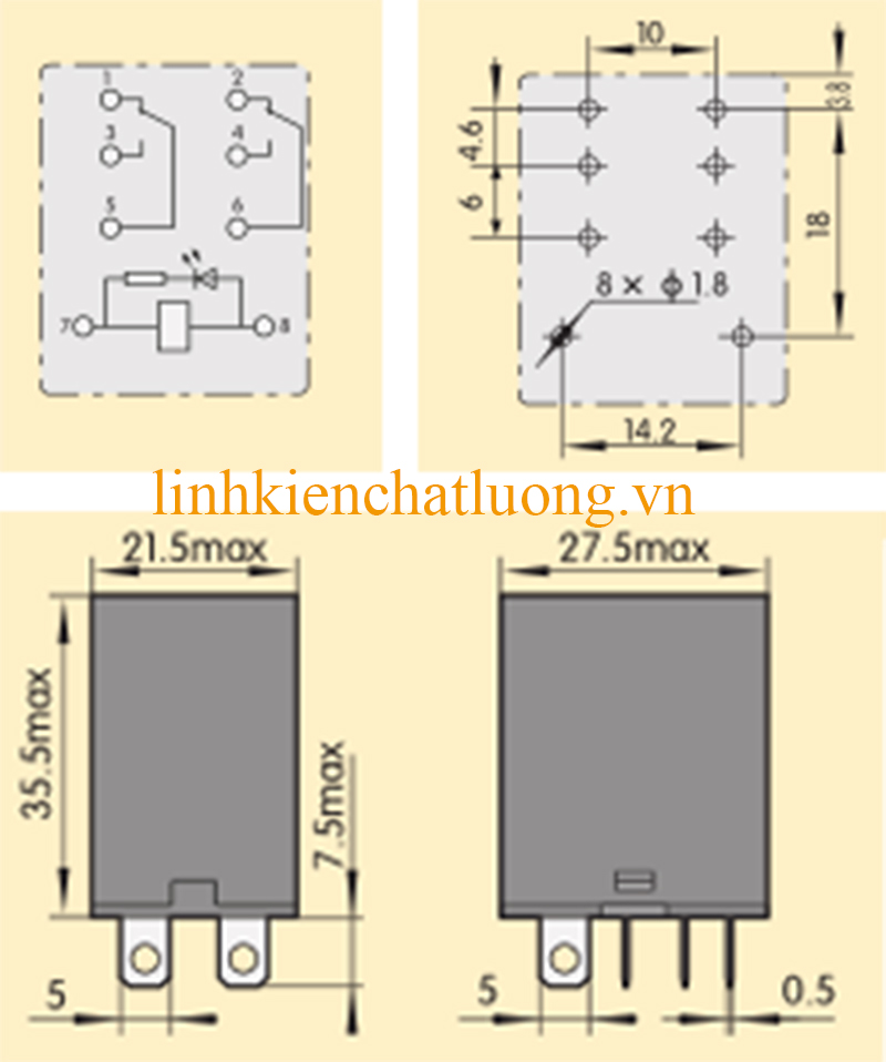 ::.LY2NJ-24VDC Relay trung gian 24VDC 10A 8 chân.::
